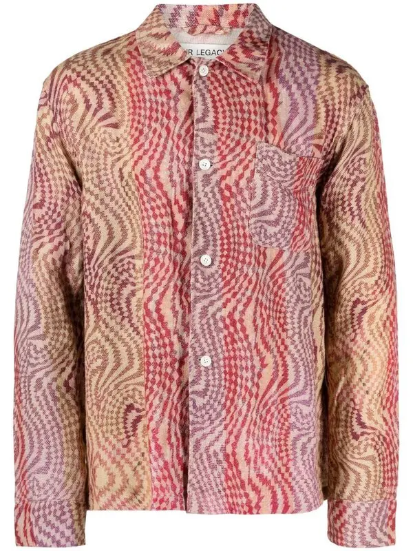 Our Legacy Abstract-pattern Embroidered Shirt - Red