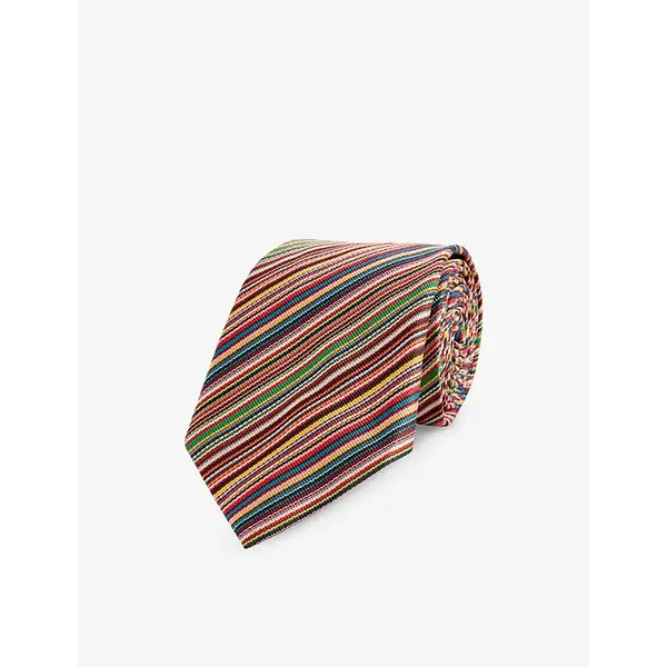 Paul Smith Stripe-print Wide-blade Silk Tie - Multi Coloured