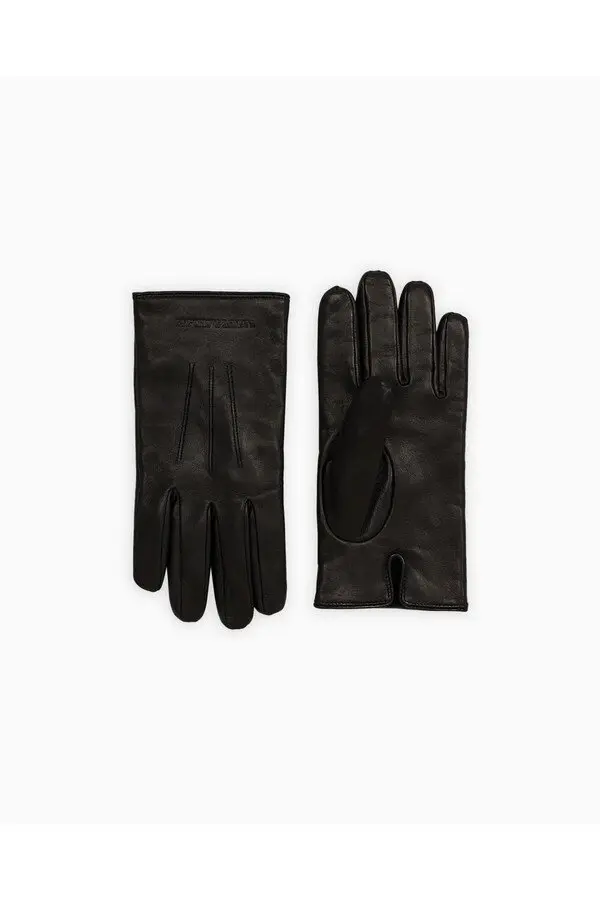 Emporio Armani Lambskin Nappa Leather Gloves - Black