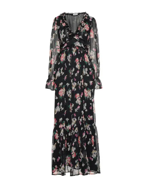 Liu Jo Maxi Dress In Chiffon With Floral Print And Ruffles