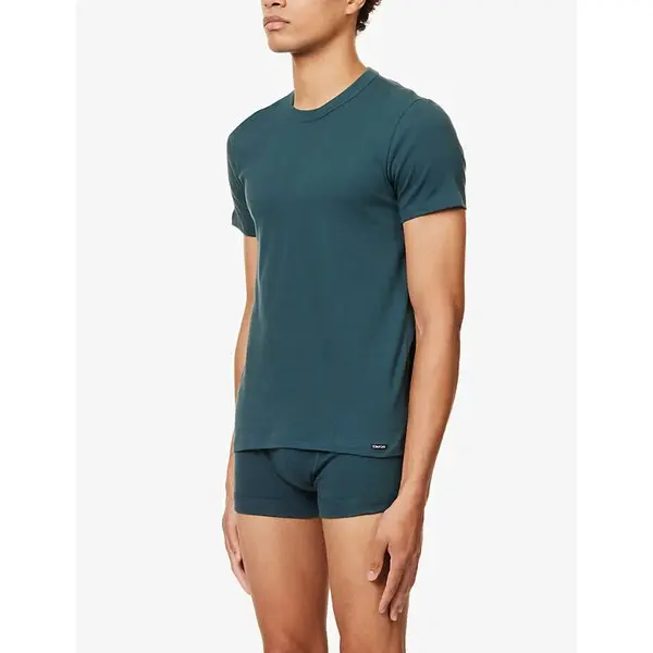 TOM FORD Brand-patch Short-sleeved Stretch-cotton T-shirt