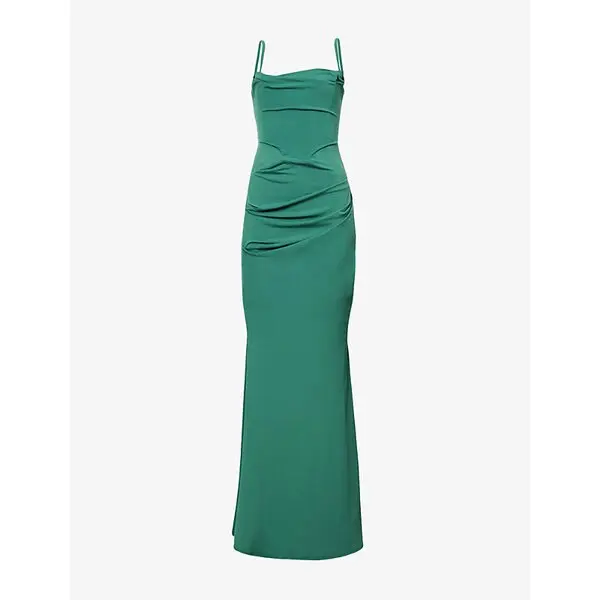 milena forest corset maxi dress a moment for this dress, our Milena corset maxi dress in forest green from  @houseofcb  available in size XS/6 & S/8 for $90 (inc cleaning, rrp $362)  message for all bookings and inquiries 