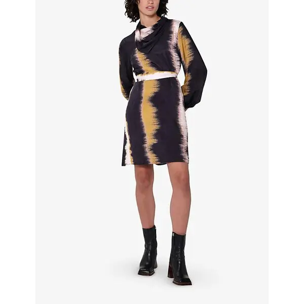 aligne gold dress Anele | GOLD Sequin High-Neck Sheer Maxi Dress With Sash And Open-Back