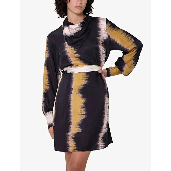 aligne gold dress Adina Gold Glossy Asymmetrical Ruched Gown, M / Gold main image 1