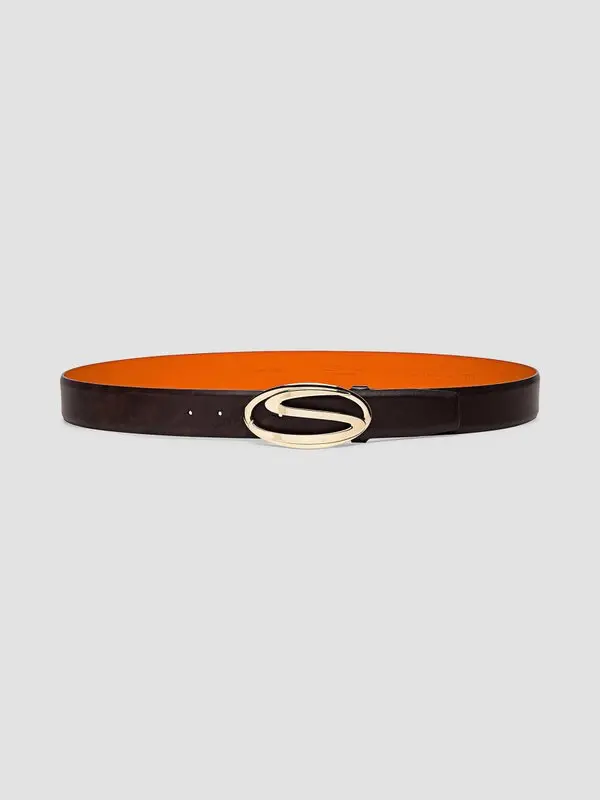 Santoni Adjustable Leather Belt - Brown