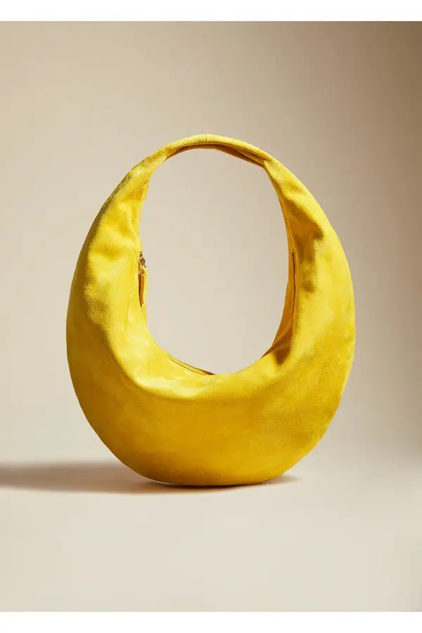 Khaite The Medium Olivia Hobo In Lemon Suede