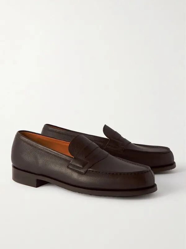 J.M. WESTON 180 Full-grain Leather Penny Loafers - Brown