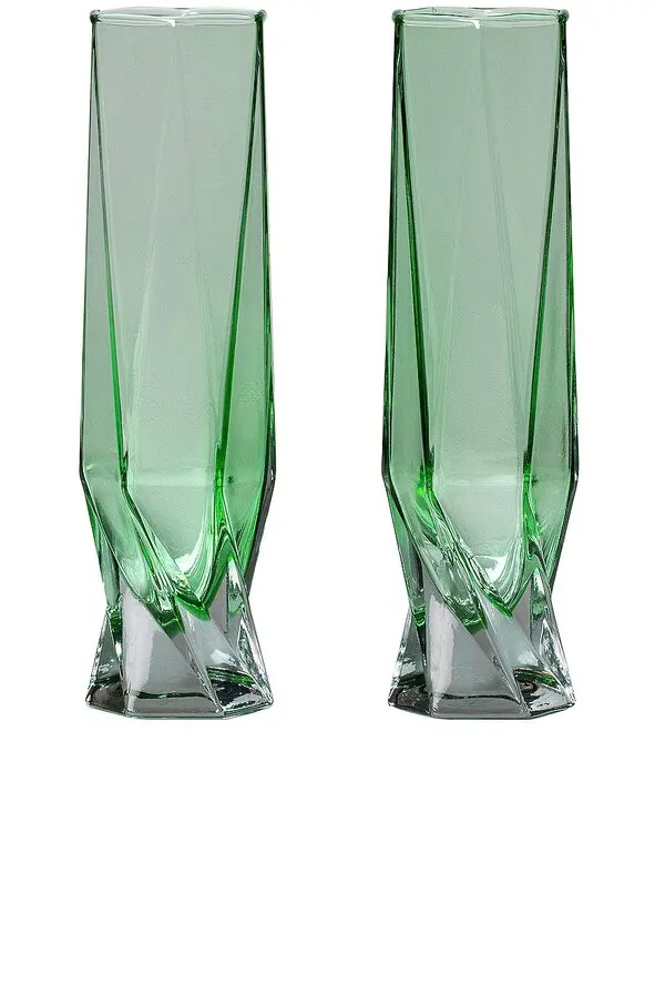 MAX ID NY For Champagne Flute Set In Green - Light Green