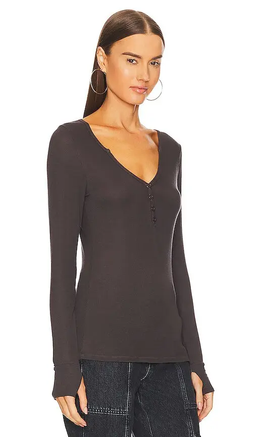Michael Lauren Tahoe Henley Top - Vintage Black