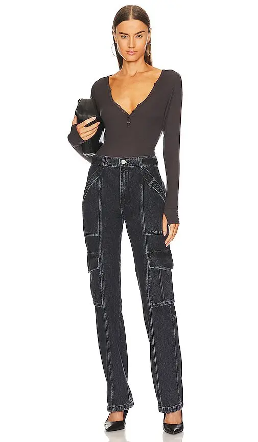 Michael Lauren Tahoe Henley Top - Vintage Black