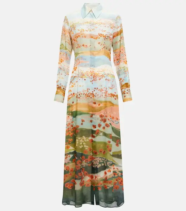 Chloé Printed Virgin Wool Shirt Dress