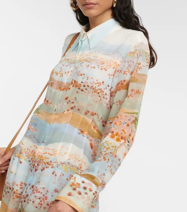 Chloé Printed Virgin Wool Shirt Dress