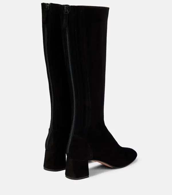 AQUAZZURA Saint Honore Suede Knee-high Boots - Black