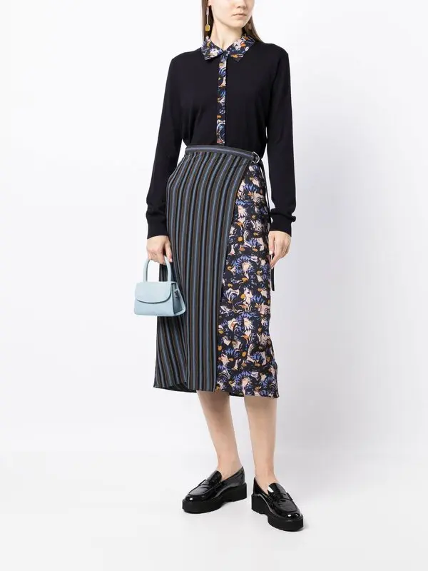 Paul Smith Panelled Stripe-print Midi Skirt