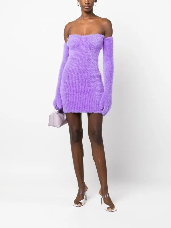 Off-White Fuzzy Off-shoulder Minidress