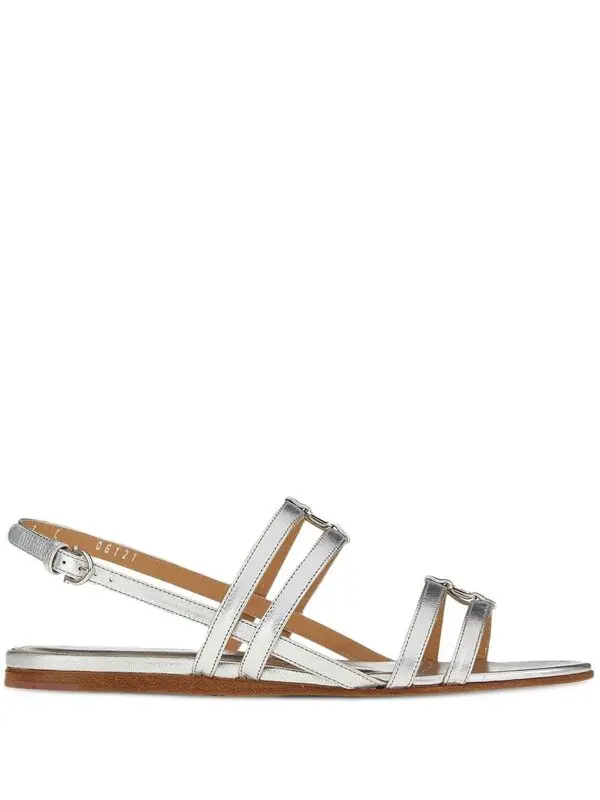 FERRAGAMO Vara Leather Sandals - Silver