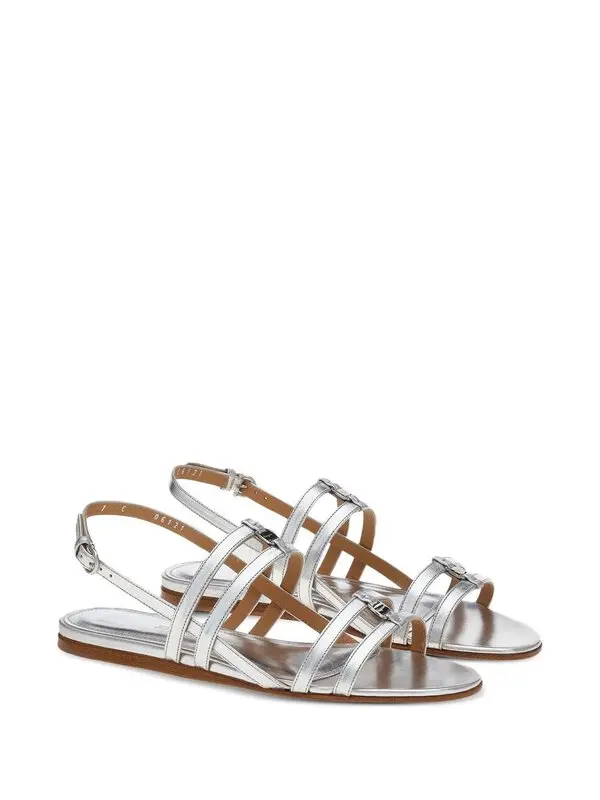 FERRAGAMO Vara Leather Sandals - Silver