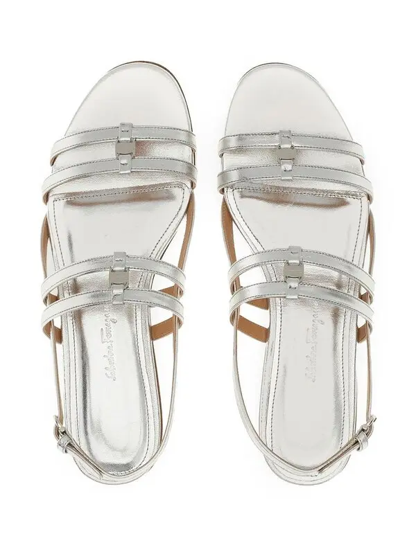 FERRAGAMO Vara Leather Sandals - Silver