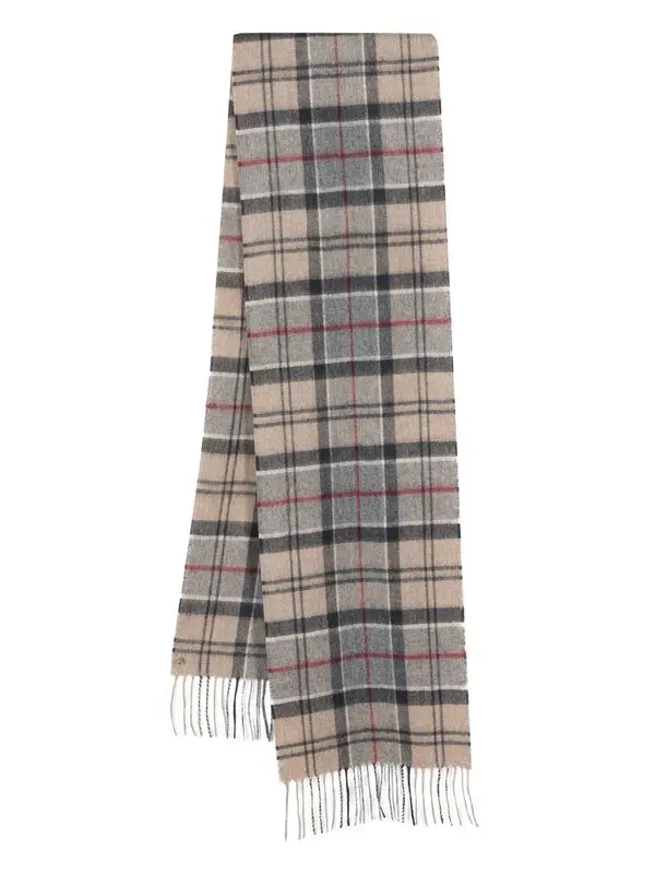 Barbour Holden Checked Fringe-trimmed Scarf - Grey