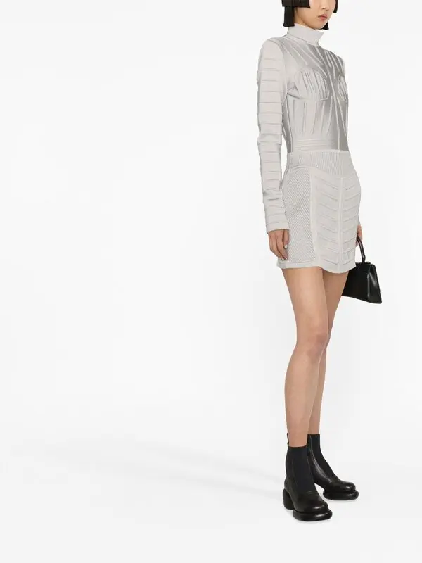 Balmain Ribbed Long-sleeve Mini Dress