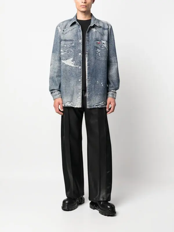 DIESEL® Distressed Long-sleeve Denim Shirt