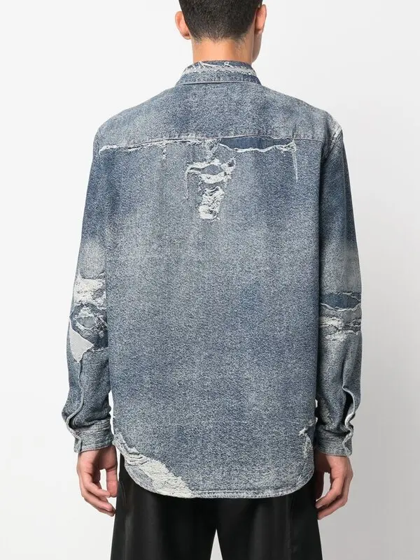 DIESEL® Distressed Long-sleeve Denim Shirt