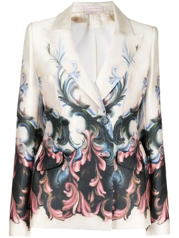 SAIID KOBEISY Mikado Pique Chromatic-printed Jacket - Neutrals