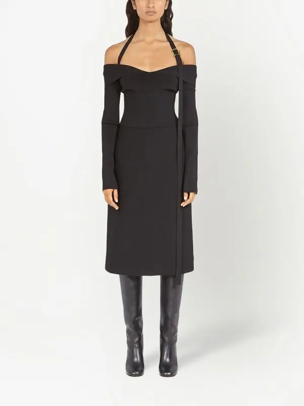 FERRAGAMO Off-shoulder Midi Dress