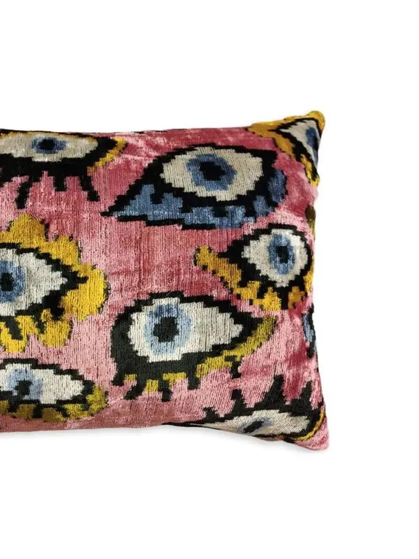 LES-OTTOMANS Eye-motif Jacquard Velvet Cushion