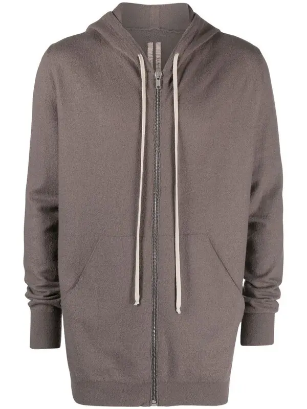 Rick Owens Drawstring Zip-up Hoodie - Grey