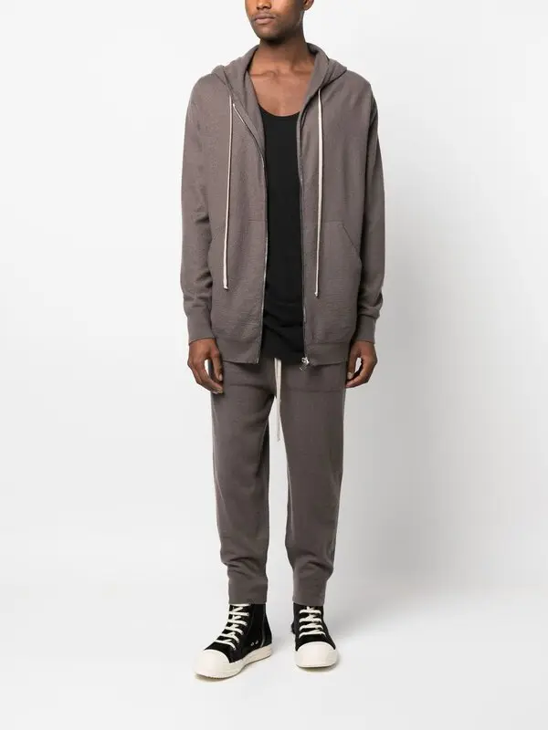 Rick Owens Drawstring Zip-up Hoodie - Grey