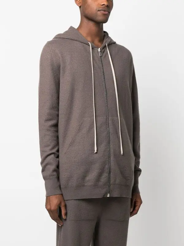 Rick Owens Drawstring Zip-up Hoodie - Grey