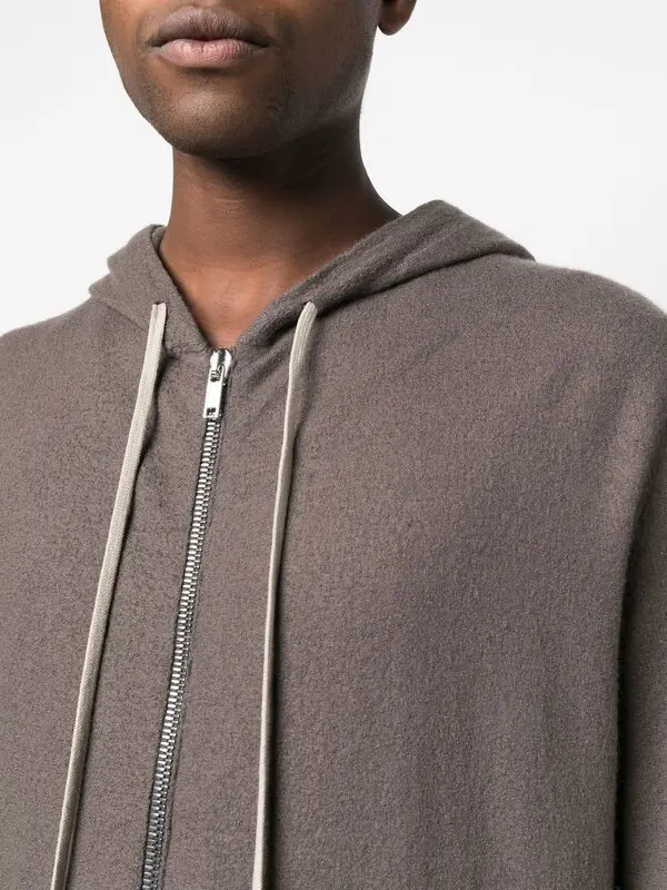 Rick Owens Drawstring Zip-up Hoodie - Grey