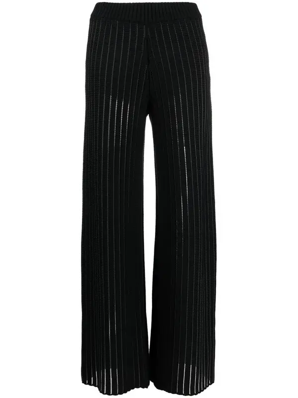 Fabiana Filippi Chunky-knit Wide-leg Trousers - Black