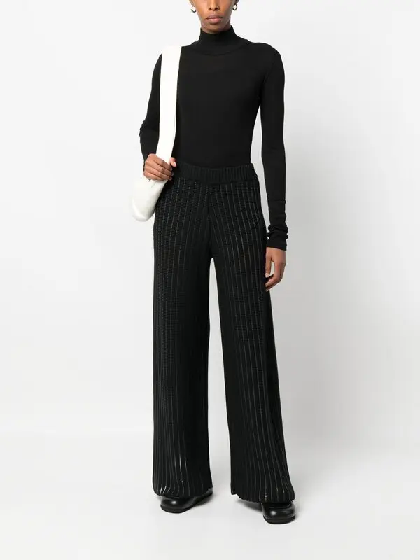Fabiana Filippi Chunky-knit Wide-leg Trousers - Black