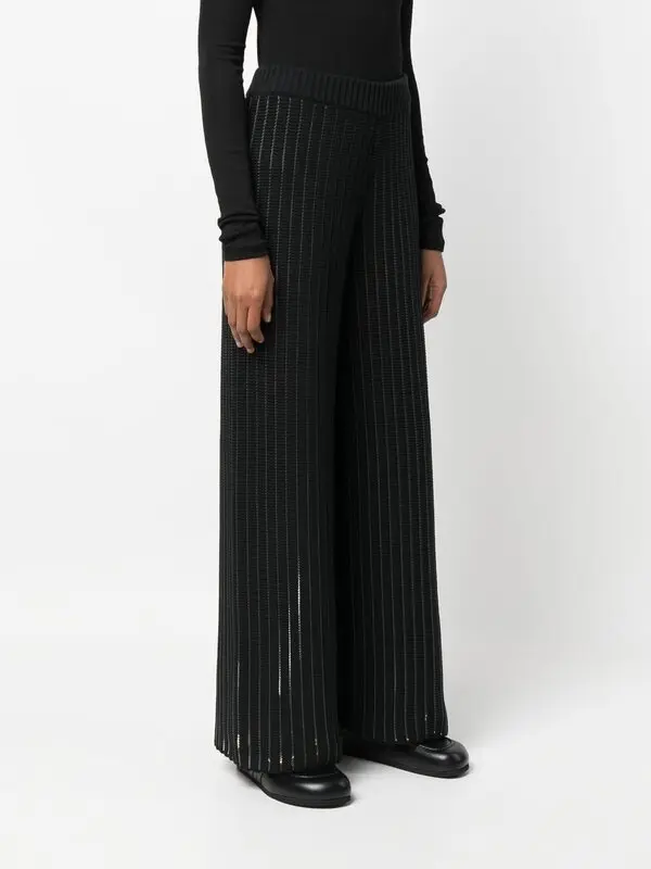 Fabiana Filippi Chunky-knit Wide-leg Trousers - Black
