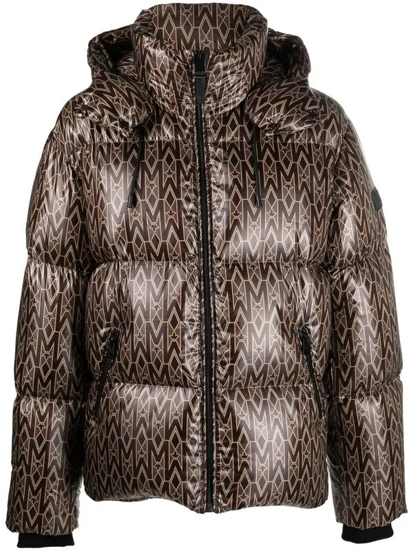 Mackage Kent Monogram-print Padded Coat - Brown