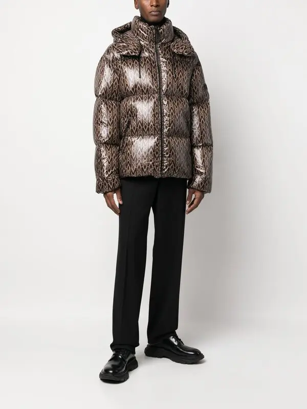 Mackage Kent Monogram-print Padded Coat - Brown