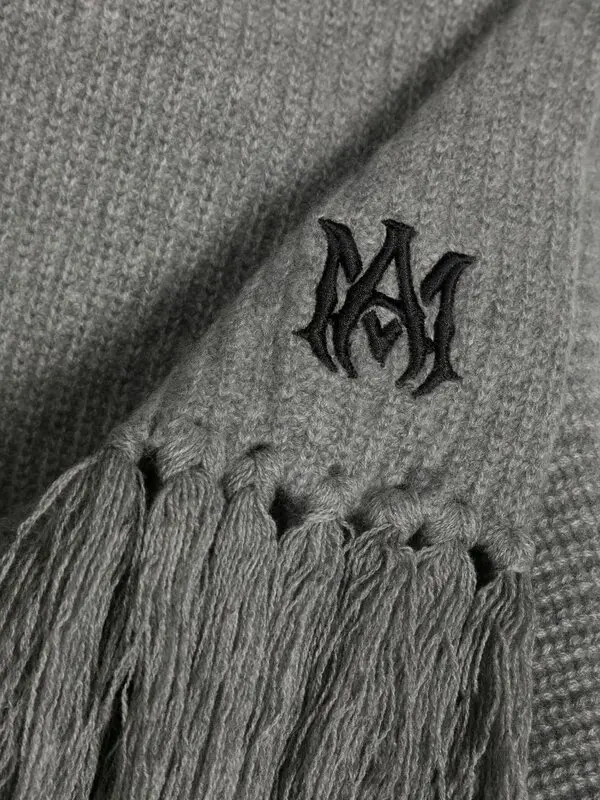 Amiri Logo-embroidered Fringed Cashmere Scarf