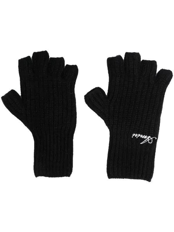 Amiri Logo-embroidered Cashmere Fingerless Gloves - Black