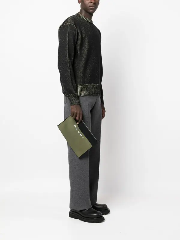 Marni Logo-jacquard Clutch - Green