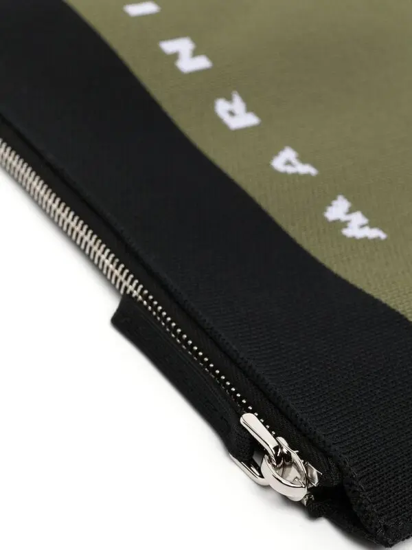 Marni Logo-jacquard Clutch - Green