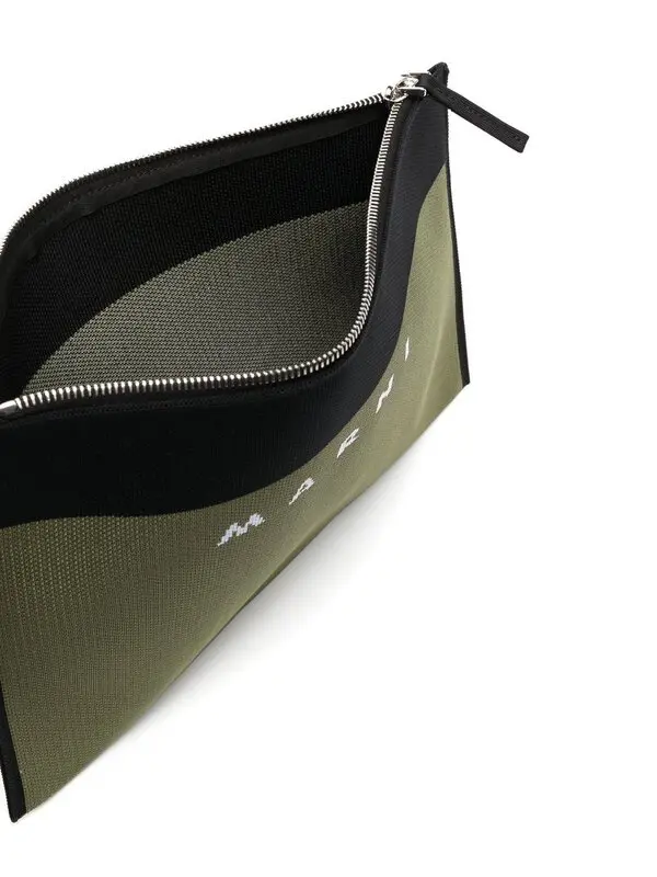 Marni Logo-jacquard Clutch - Green