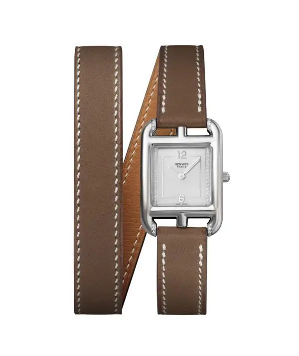 Hermès - Cape Cod Double Tour 31mm Small Stainless Steel, Leather And Diamond Watch