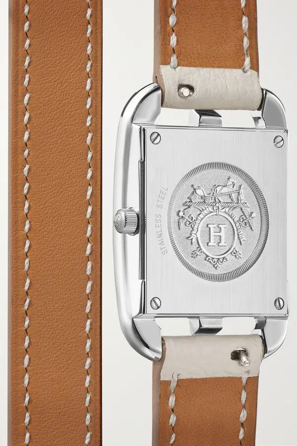 Hermès Cape Cod Double Tour 31mm Small Stainless Steel, Leather And Diamond Watch