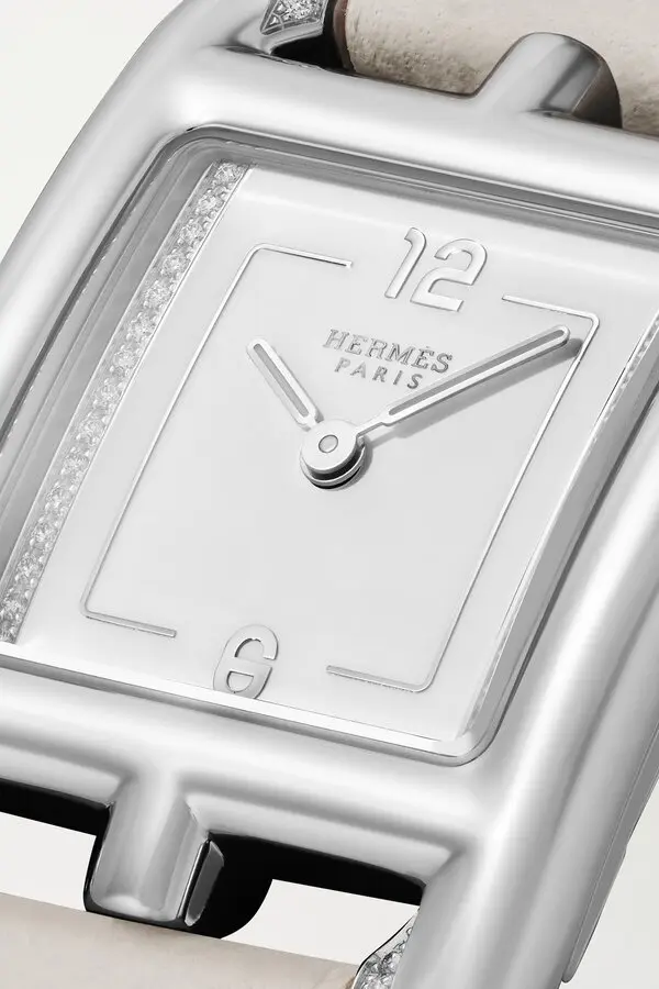 Hermès Cape Cod Double Tour 31mm Small Stainless Steel, Leather And Diamond Watch