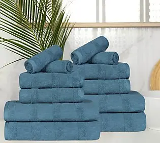 SUPERIOR Ribbed Turkish Cotton 12-piece Towel S T - One-color