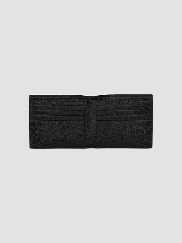 Saint Laurent East West Wallet In Grain De Poudre Embossed Leather
