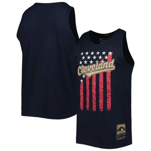 Mitchell & Ness Cleveland Guardians Cooperstown Collection Stars And Stripes Tank Top - Navy