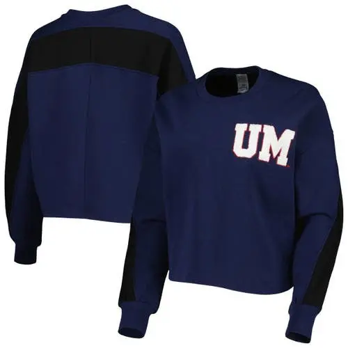 GAMEDAY COUTURE Michigan Wolverines Back To Reality Colorblock Pullover Sweatshirt - Navy